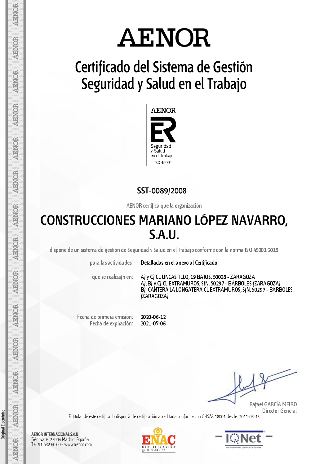 Grupo MLN obtiene la certificación AENOR ISO 45001 - Grupo MLN